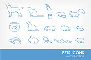 Pets line art icons and seamless, an Outline Icon by Good Studio