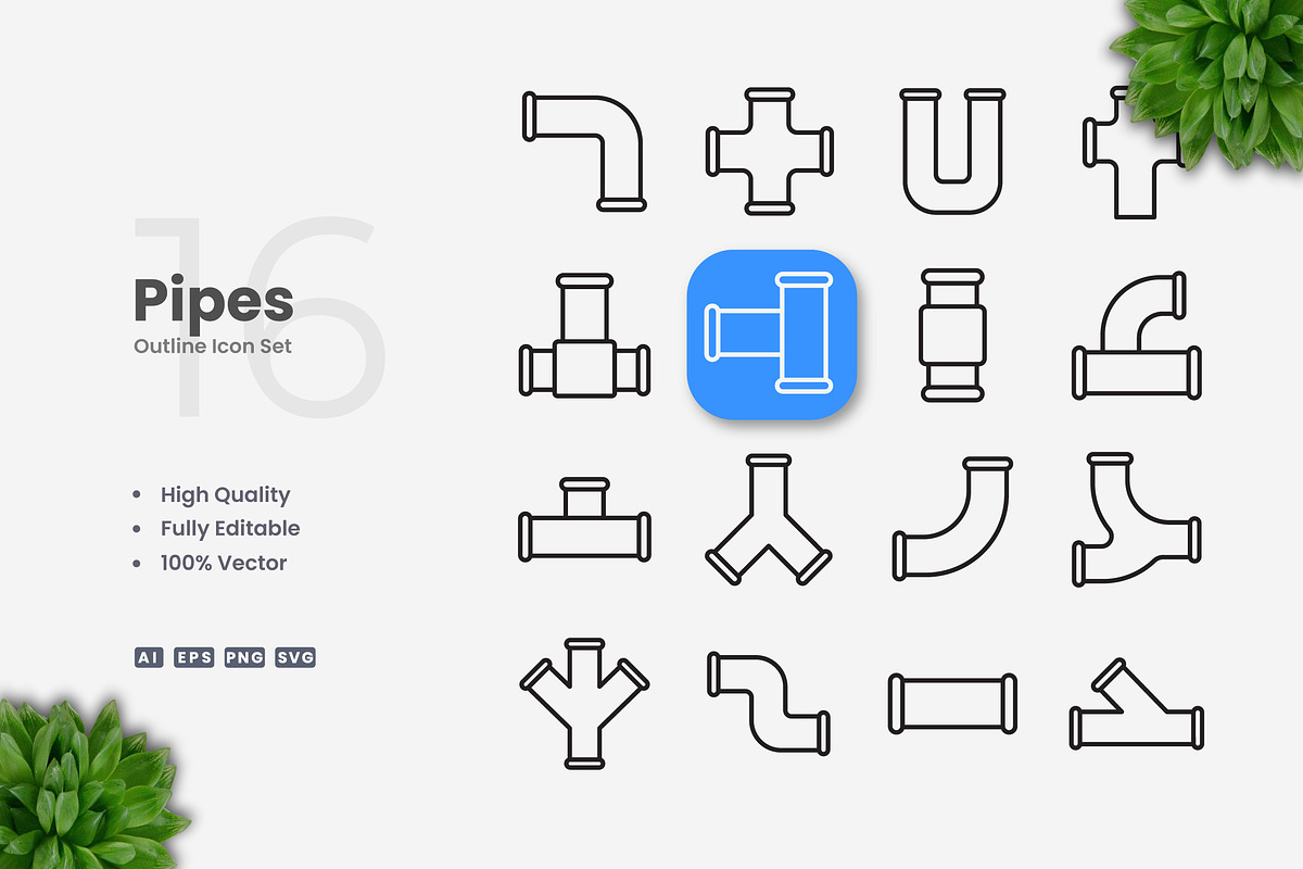 Pipes Outline Icons