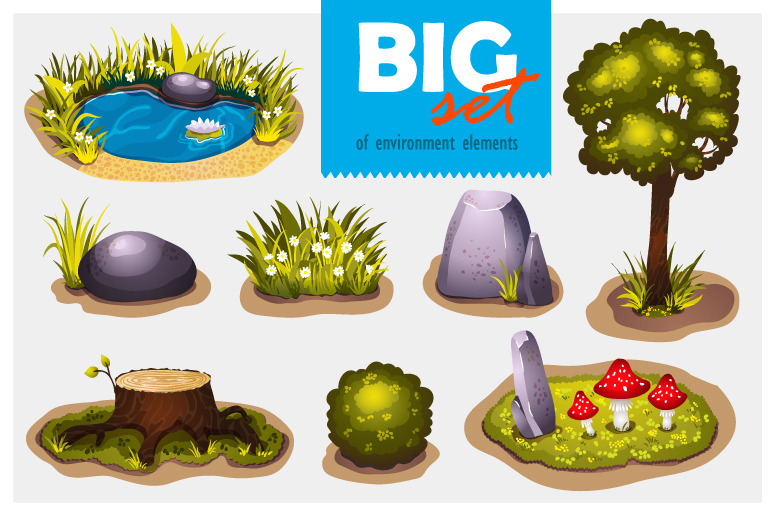 Big set of environment elements, an Object Graphic by Ana White