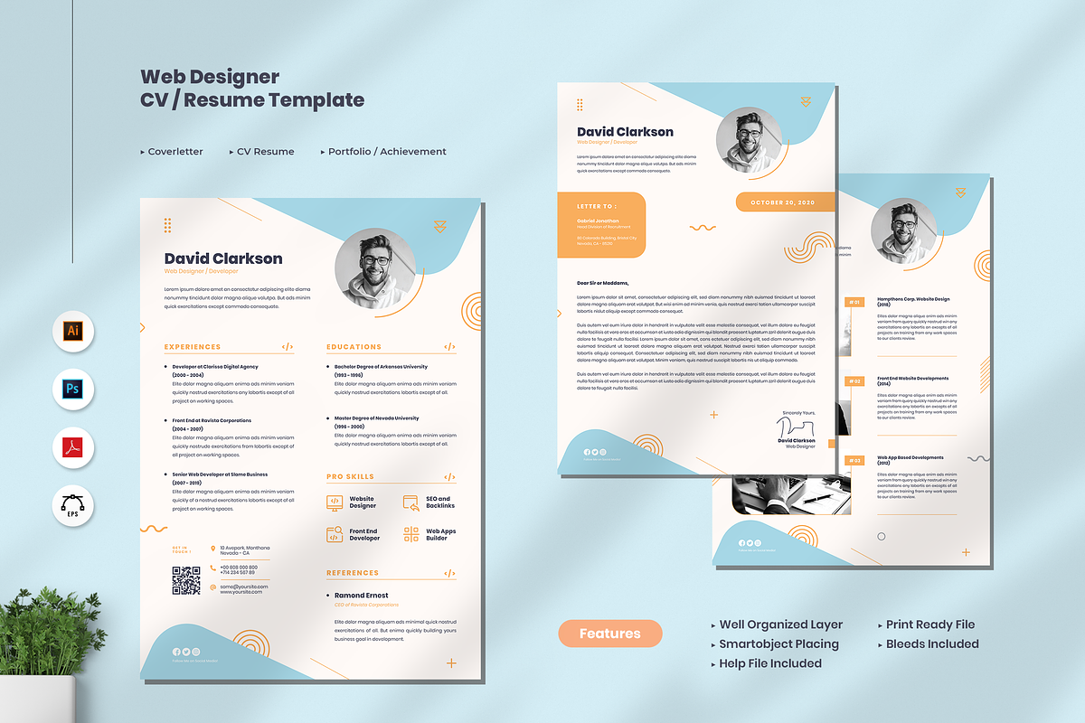 Web Designer CV Resume, a Resume Template by Rahardi Creative