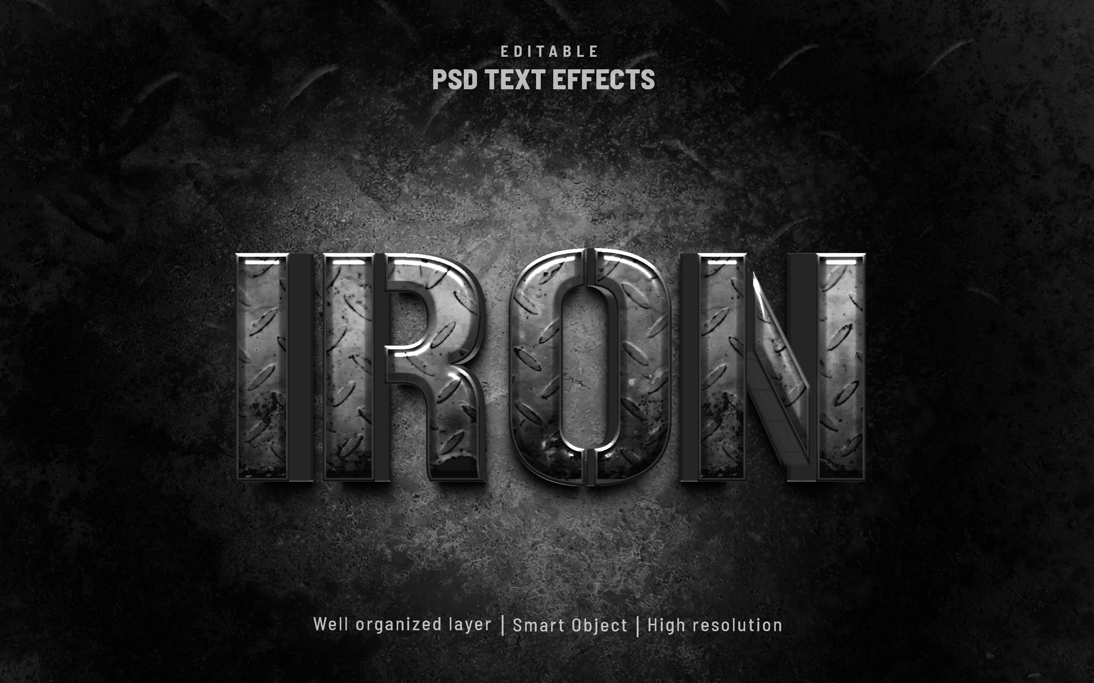 Iron steel metal editable text PSD, a Layer Style Add-On by mdmijanur0187