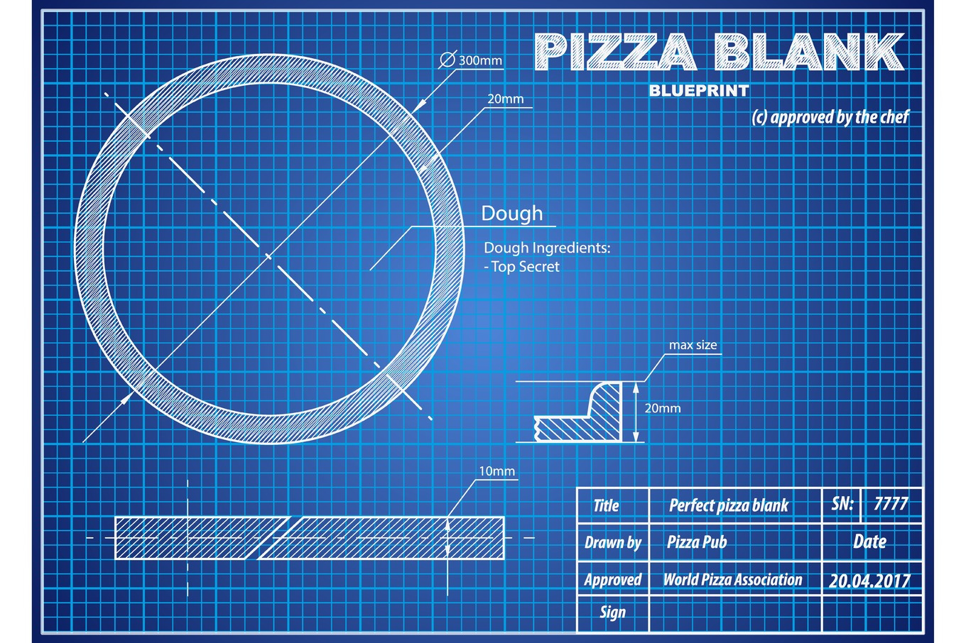 Perfect Pizza Blank blueprint scheme | Food Illustrations ~ Creative Market