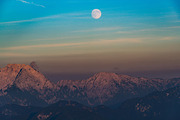 Moon rise and sunset stock photo containing moon and mountain, a Nature ...