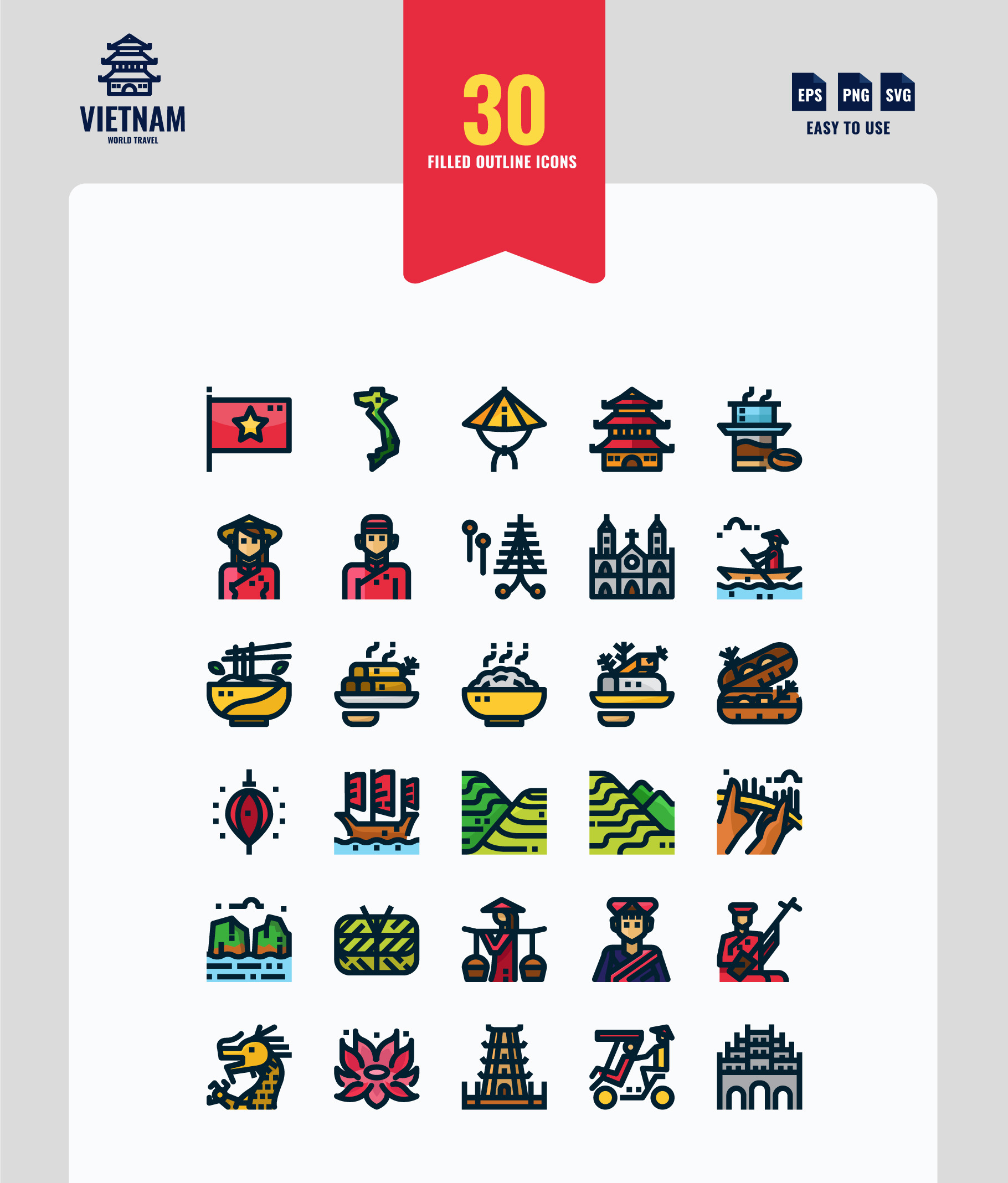 Vietnam 90 Icons | Icons ~ Creative Market