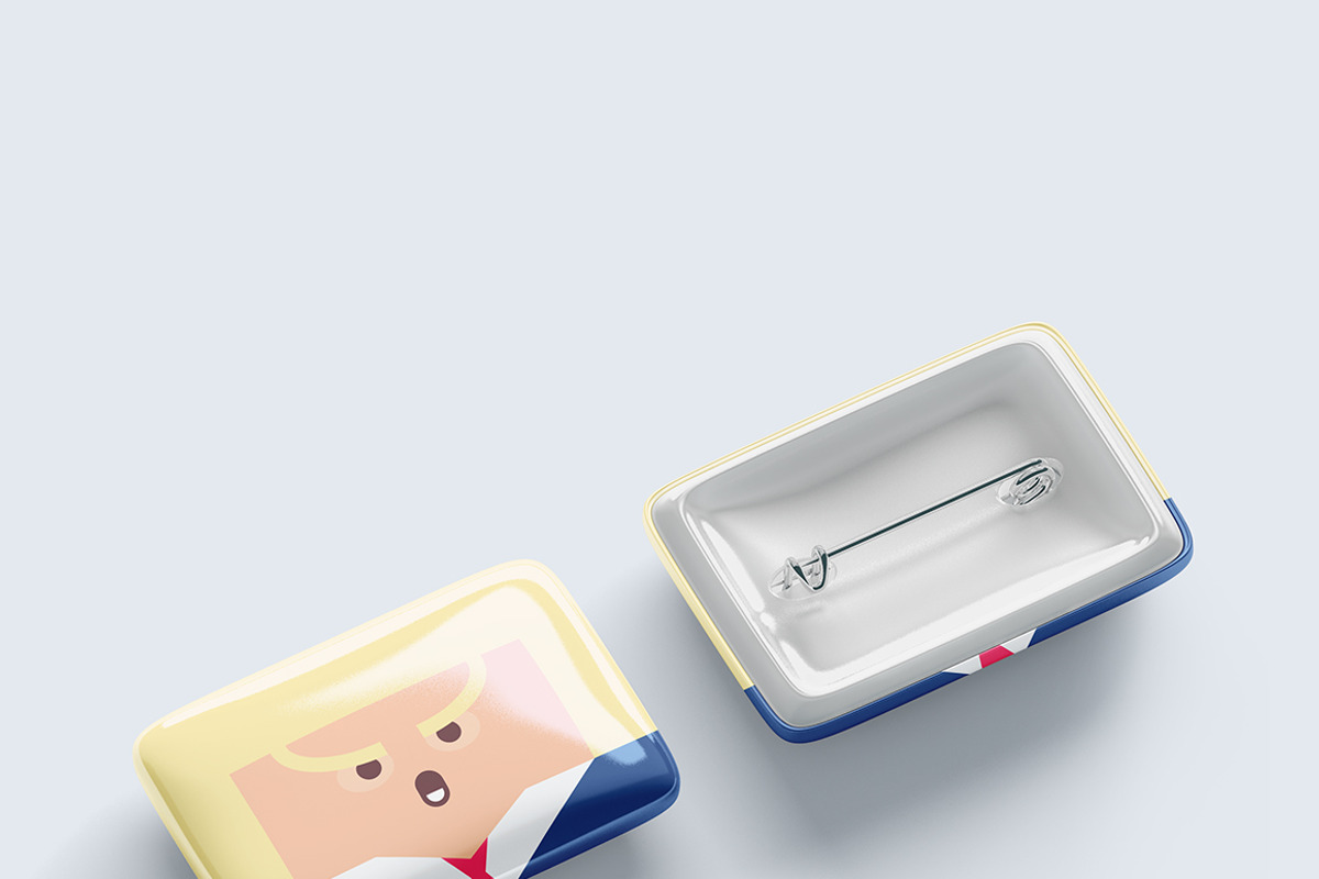 Rectangular Button Badge Mockup, a Merchandise Mockup by rebrandy