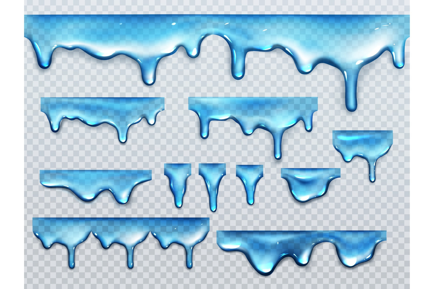 Realistic set of dripping blue pure, an Illustration by art PVP - market