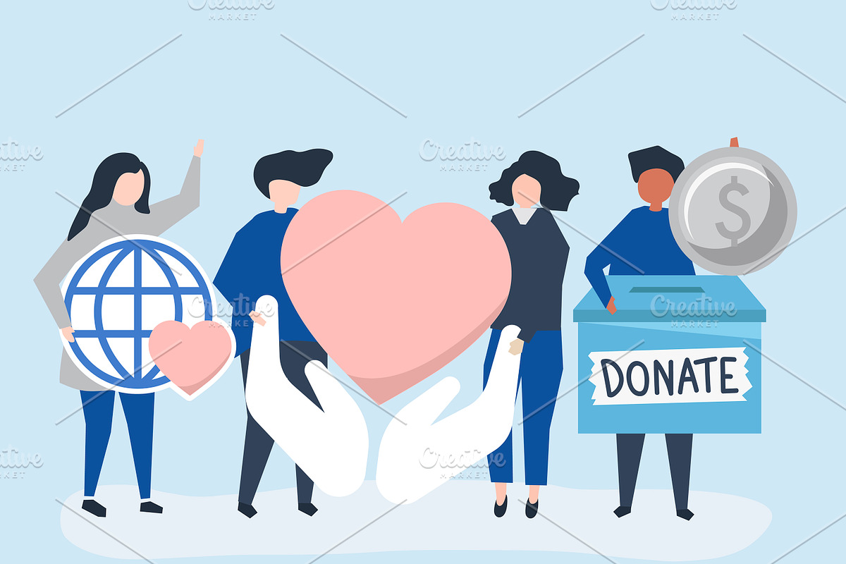 People carrying donation and charity, a Background Graphic by rawpixel