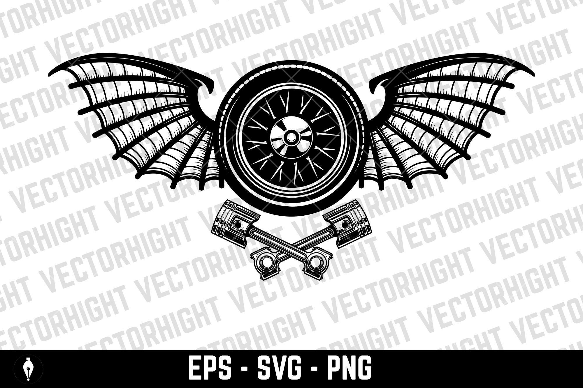 Black and white winged wheel svg, a Transportation Illustration by ...