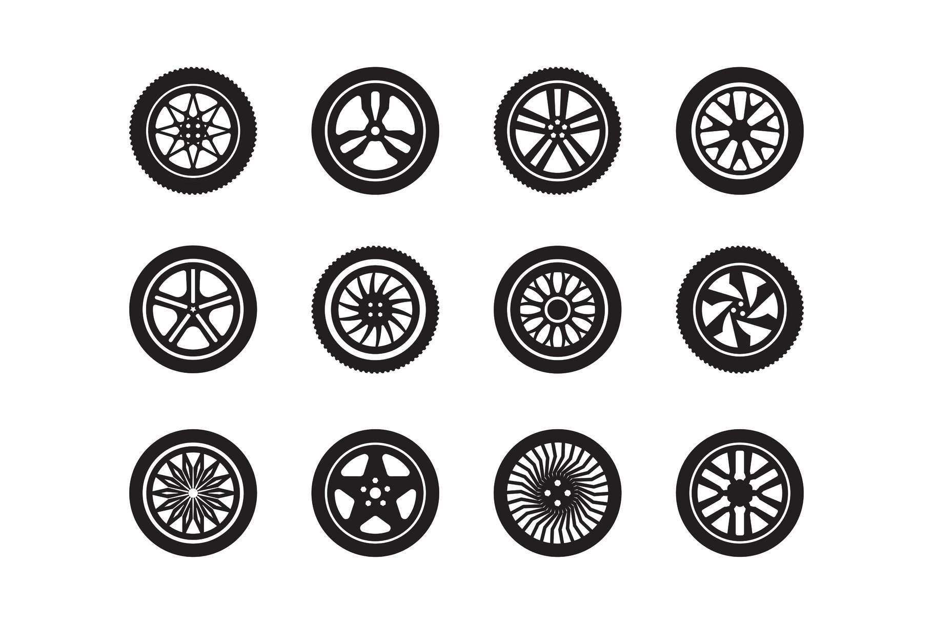Wheels car. Tire shapes transport, a Background Graphic by Onyx