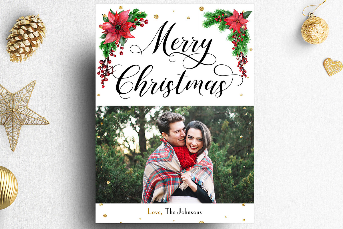 Christmas Card Photoshop Template, a Card Template by Nifty Template Studio