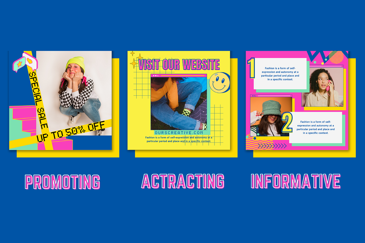 90's Colorful Fashion Canva Template, a Social Media Template by Design ...