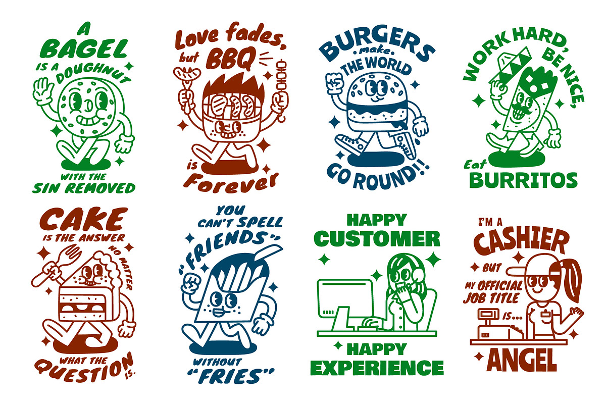 40 Fast Food Characters Design, an Illustration by monkik