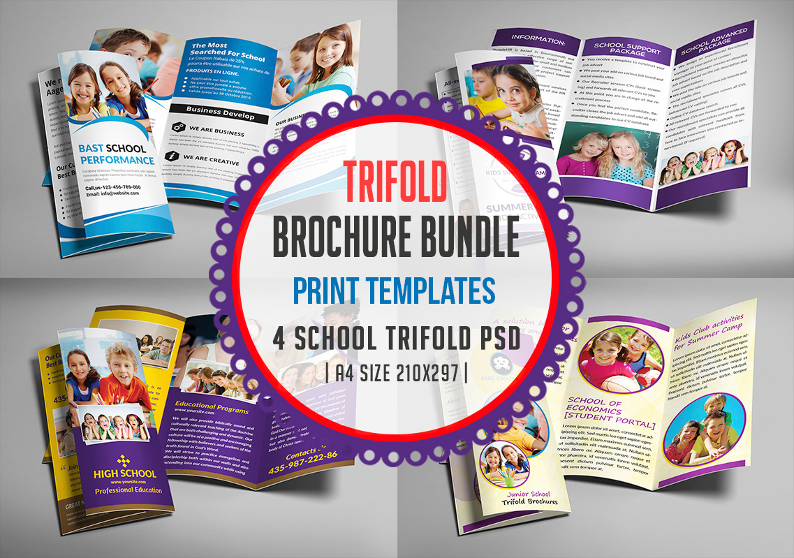 School Trifold Brochure Bundle, a Brochure Template by AfzaalGraphics