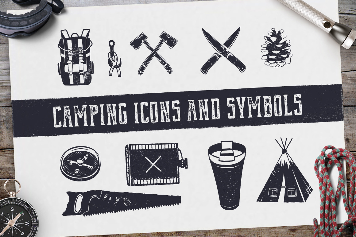 Bushcraft Icons and Hiking Symbols, a Solid Icon by JeksonGraphics