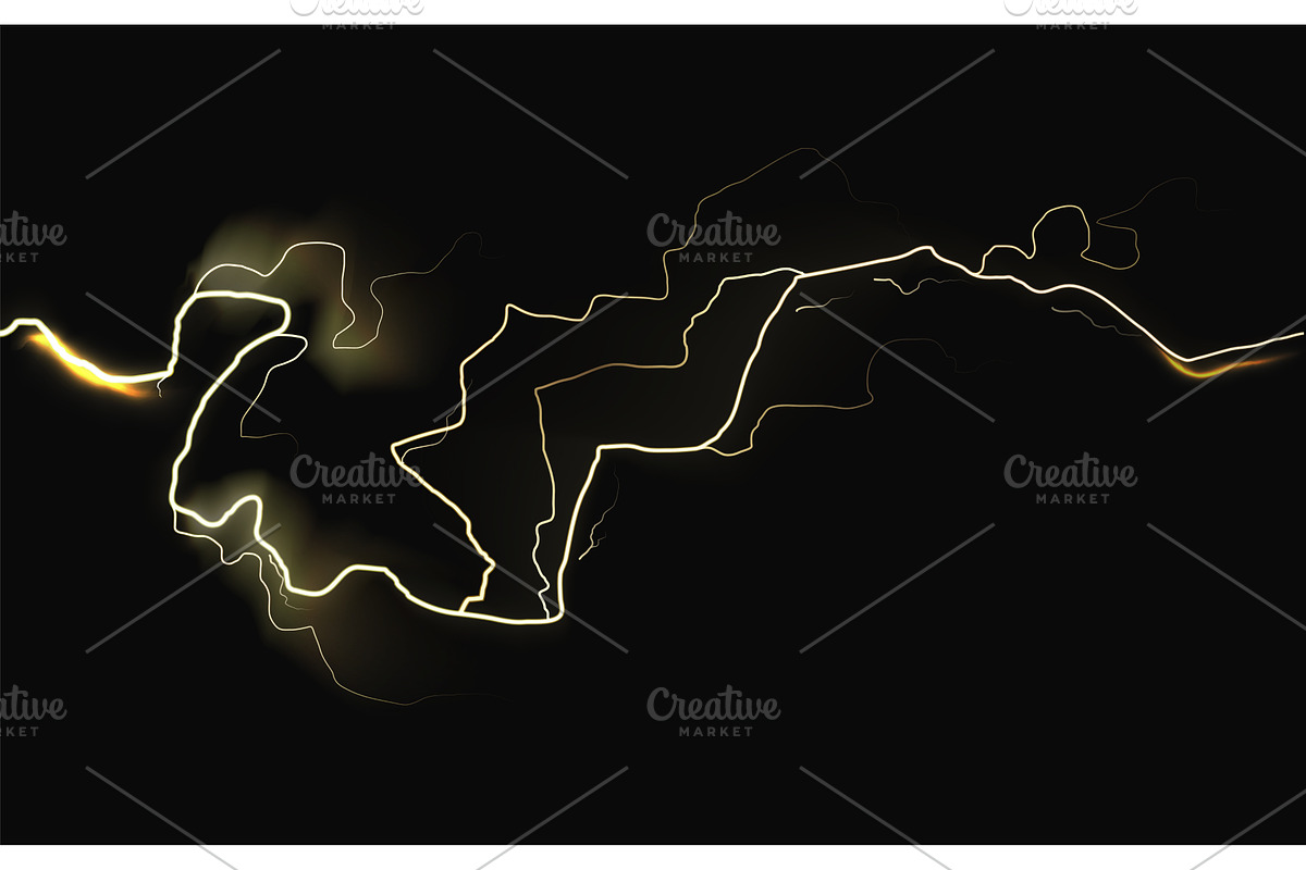 Electric golden lightning effect, an Illustration by Lemberg Vector