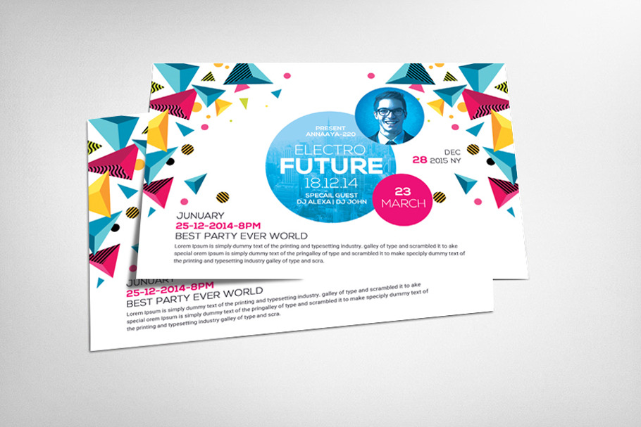 Electro Future Party Postcard, a Card Template by graphicforest ...