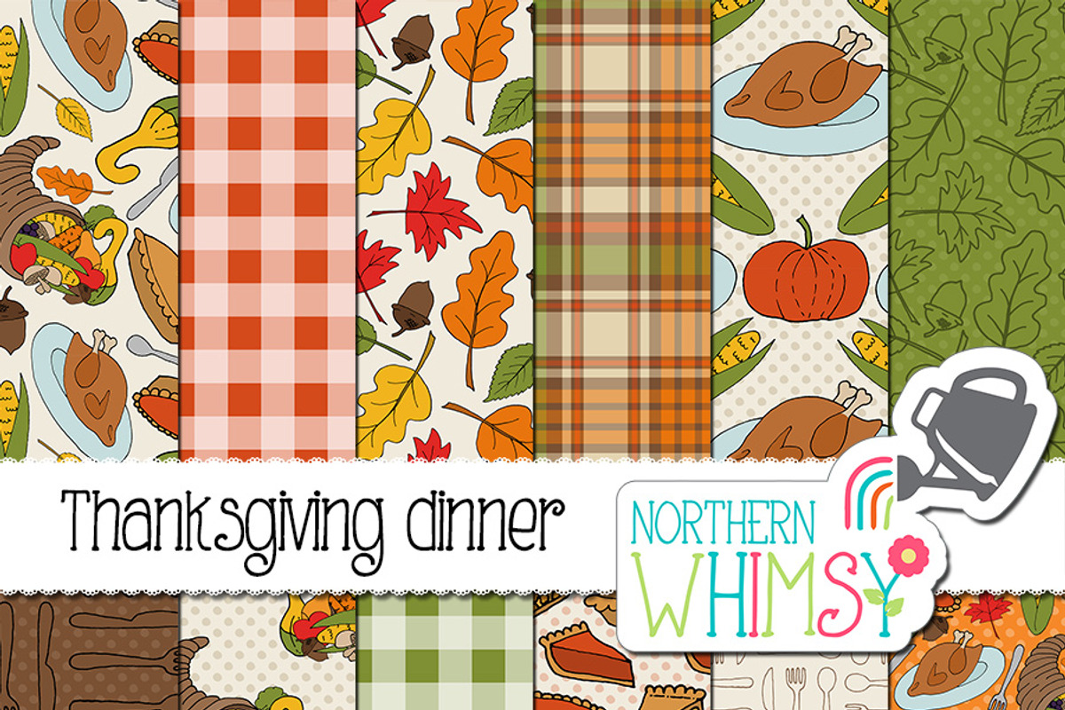 Thanksgiving Dinner Patterns, a Pattern Graphic by Northern Whimsy Design