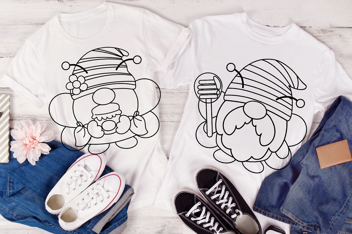 Gnomes Honey Bee Outline Clipart, an Animal Illustration by Noey smiley