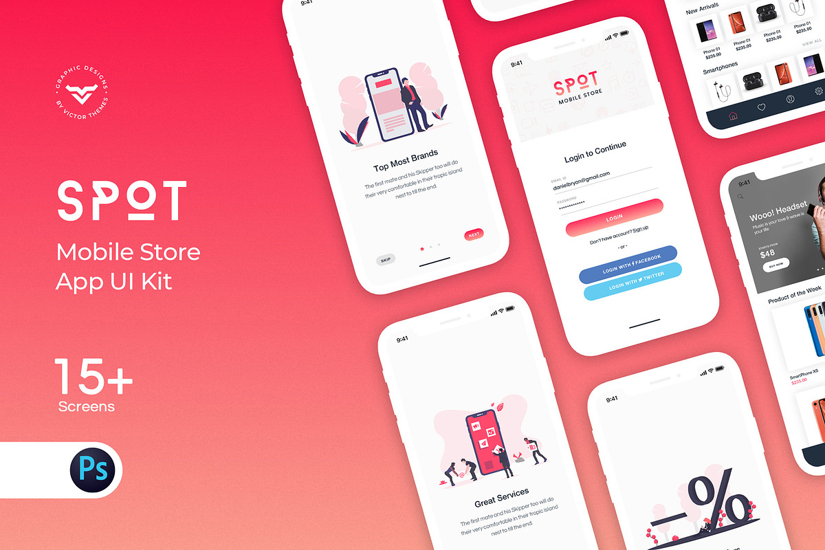 Mobile Store App UI Kit, an UI Kit Template by VictorThemes