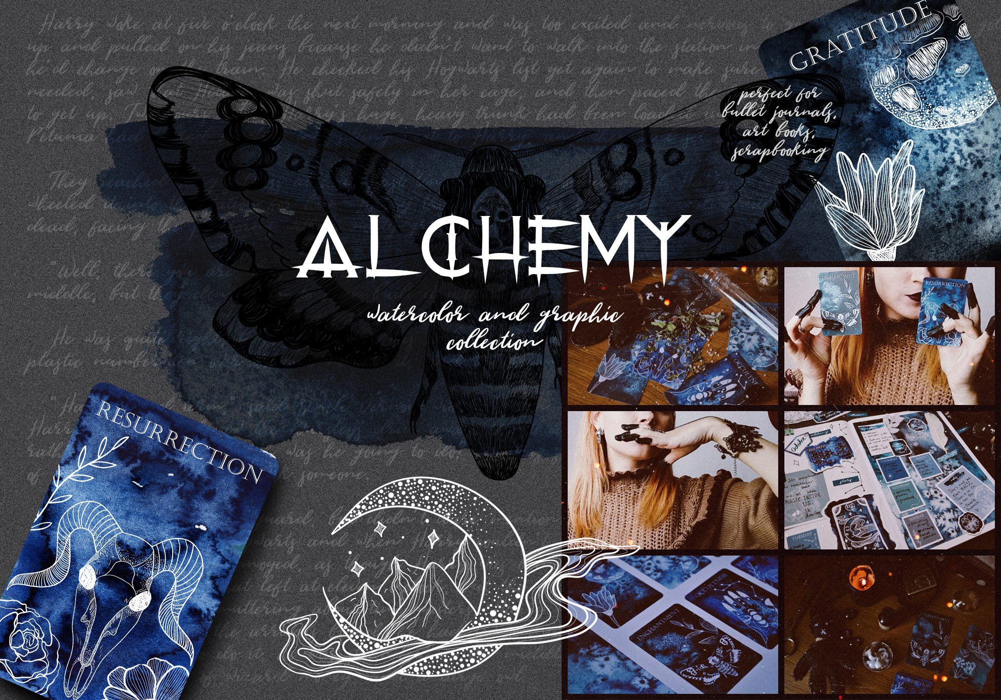 Alchemy. Magic bullet journal set, an Illustration by Scarlet Heath Art