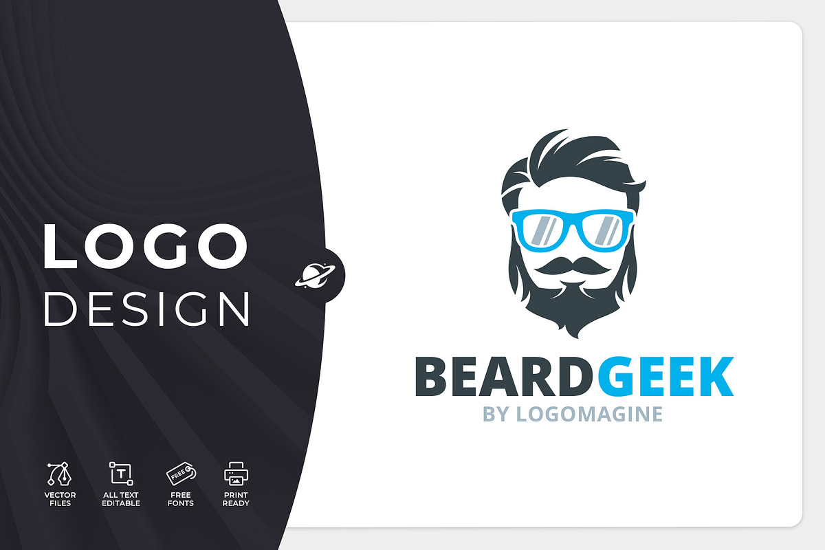 Beard Geek Logo Template, a Branding & Logo Template by LOGOMAGINE