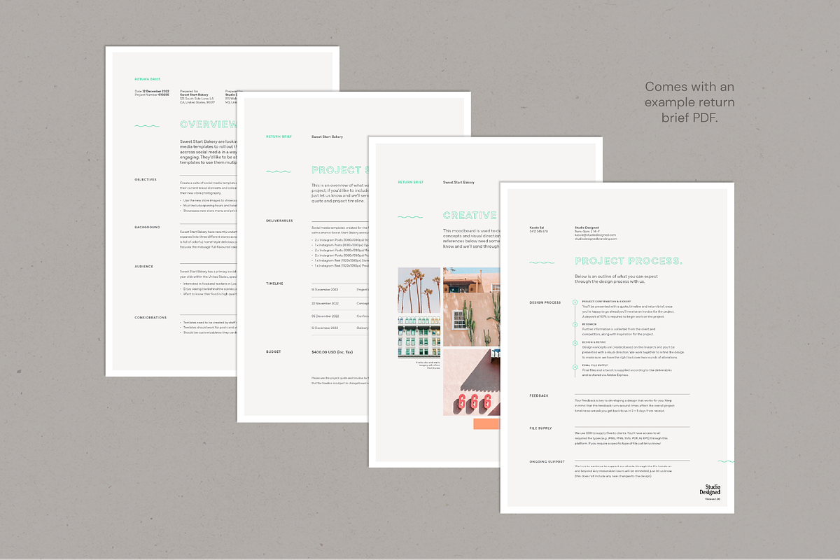 Return Brief Template Ai & Id, a Brochure Template by Hannah Bacon Design