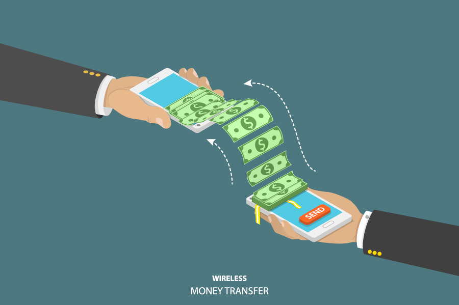 Wireless money transfer, a Finance Illustration by AndriiStore