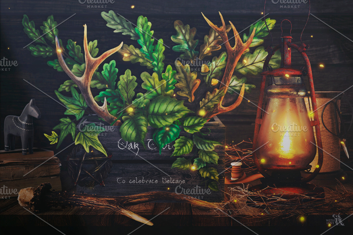 Beltane Fires Watercolor Collection, an Illustration by Fluffy Unicorn