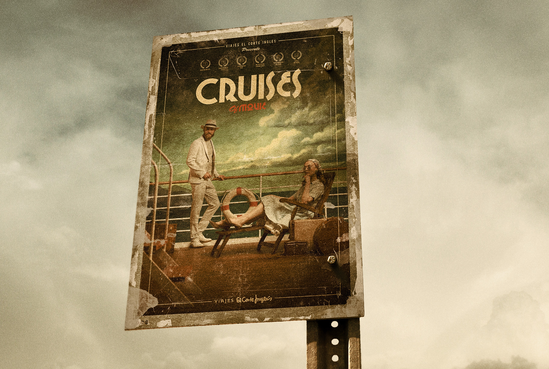 Distressed Poster Sign Mockup, a Print Template by loswl