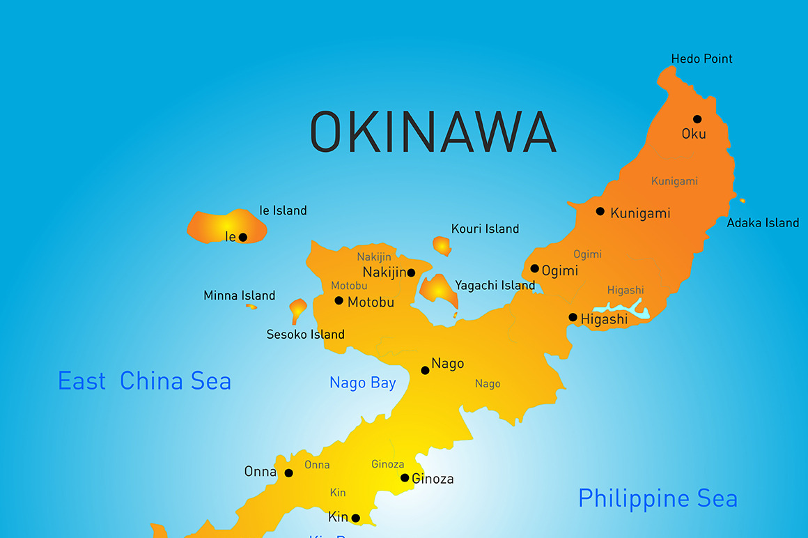 map of Okinawa, Japan, an Illustration by Jan Jack Russo Media