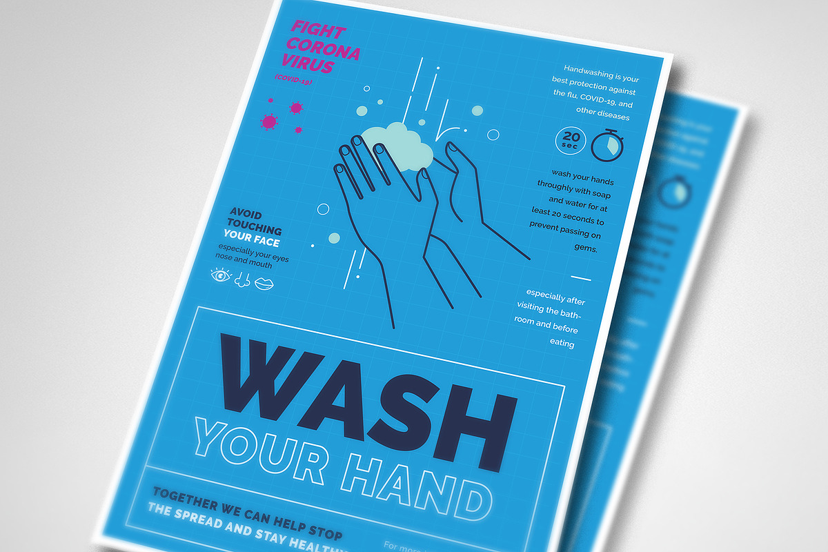 Wash your Hand Poster Campaign, a Flyer Template by VectorVactory