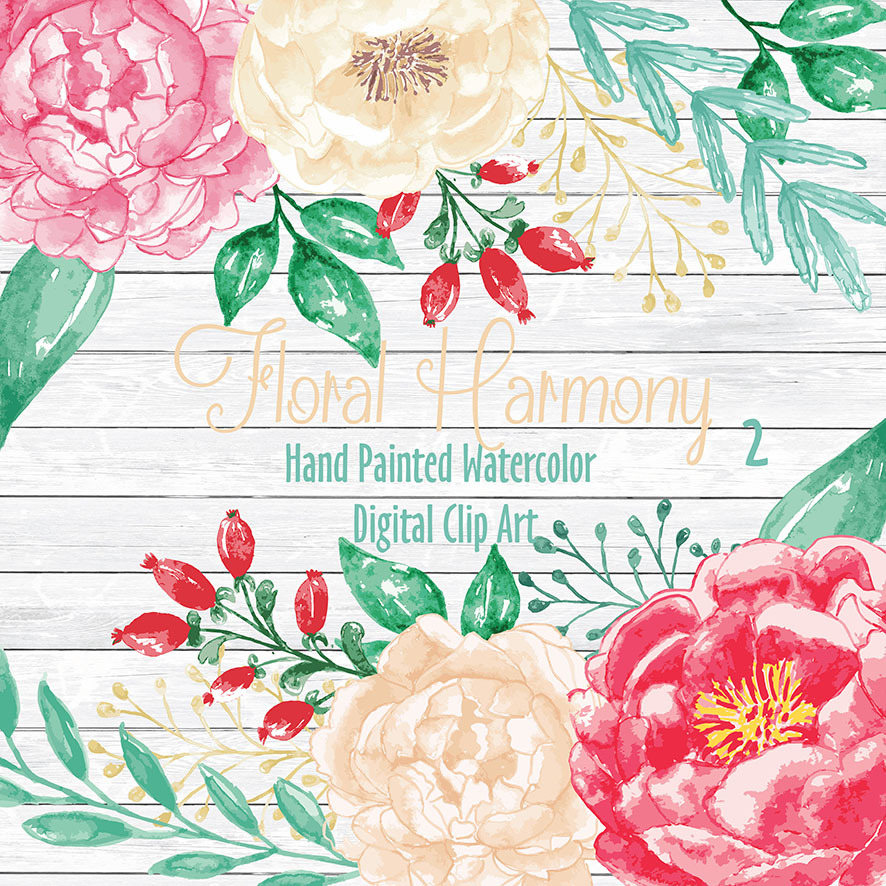Vector Watercolor Floral Harmony 2 | Illustrations ~ Creative Market
