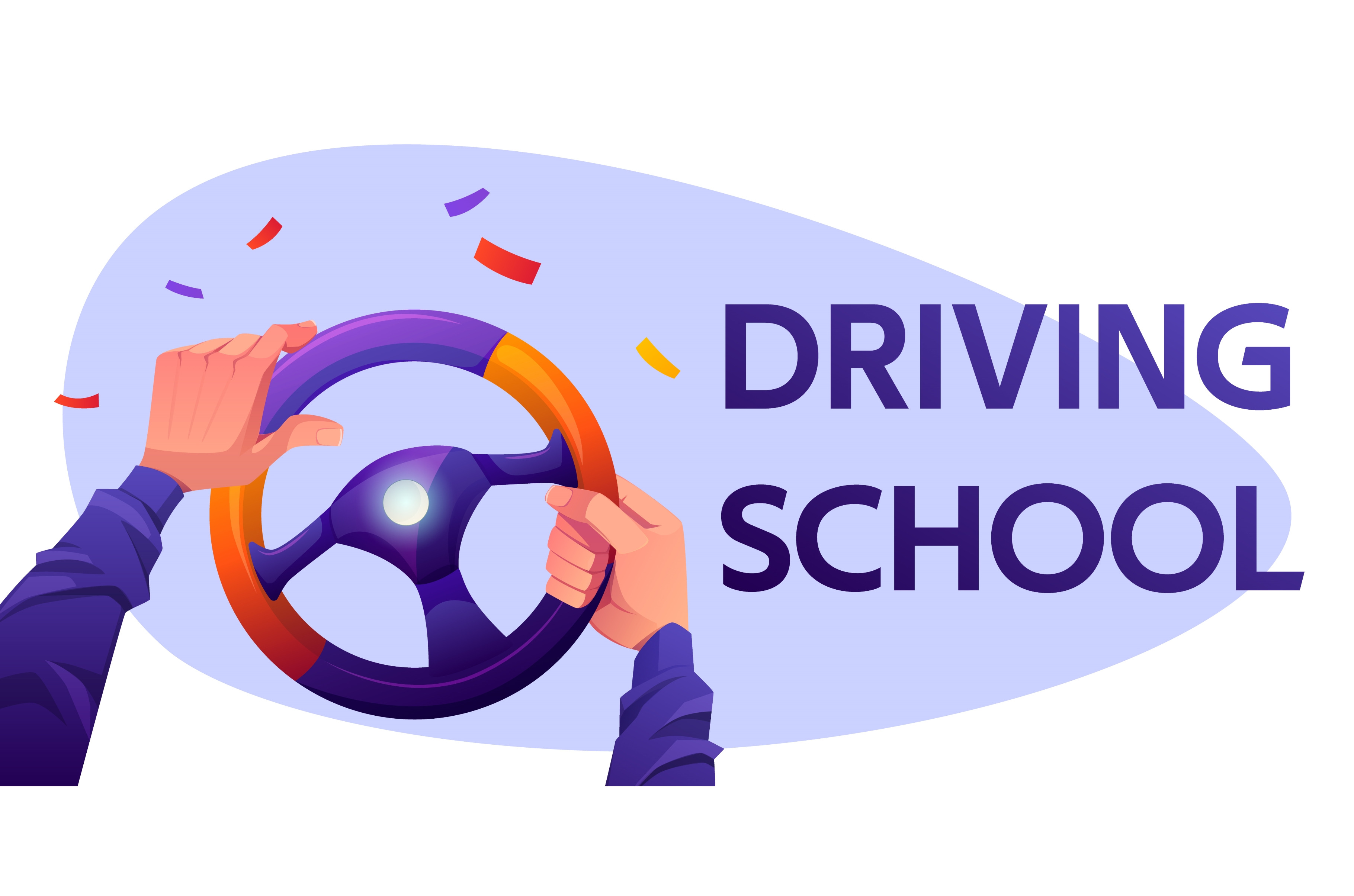 Driving school cartoon banner with, an Education Illustration by art ...