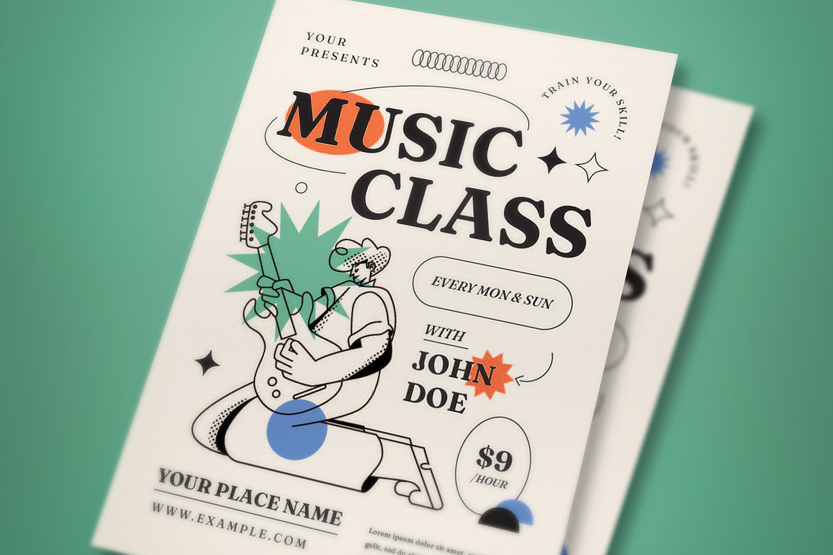 Music Class Flyer Set, a Flyer Template by graphicook