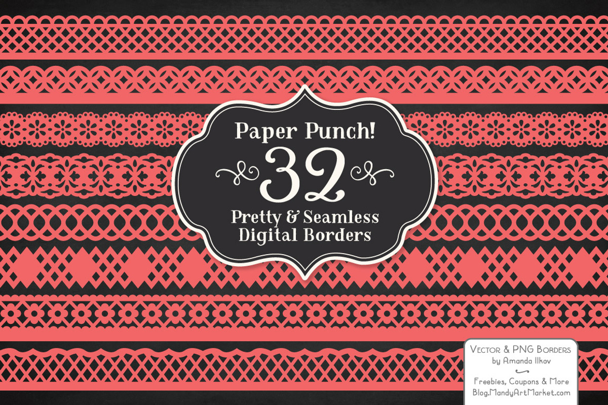 Coral Lace Borders Clipart & Vectors, an Illustration by Amanda Ilkov ...