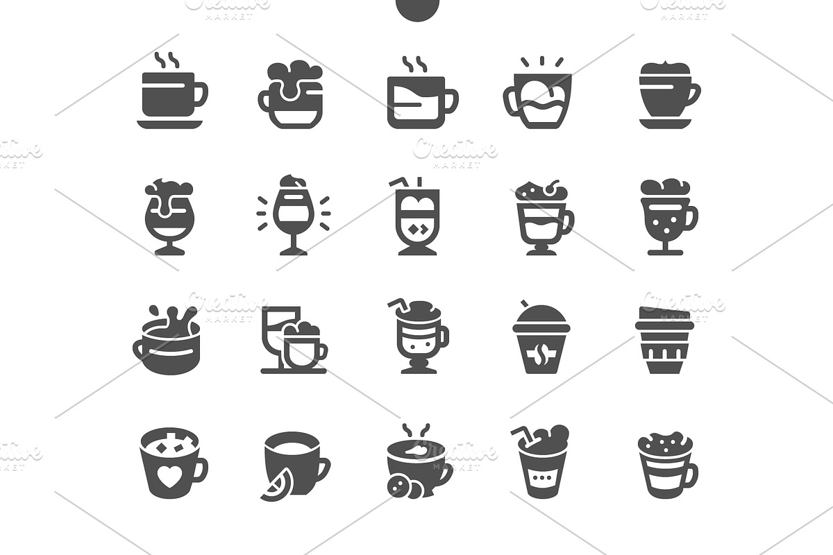 Coffee types Icons, a Solid Icon by Palau