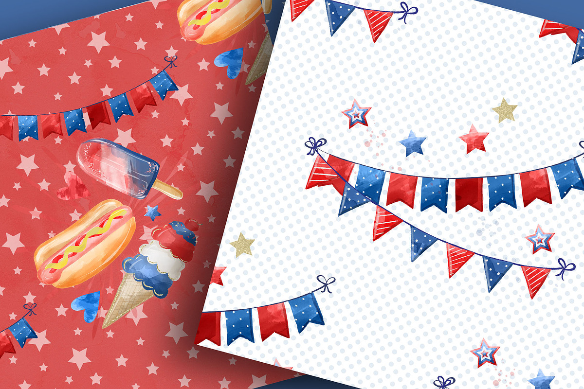 4th of July digital paper pack, a Pattern Graphic by designloverstudio