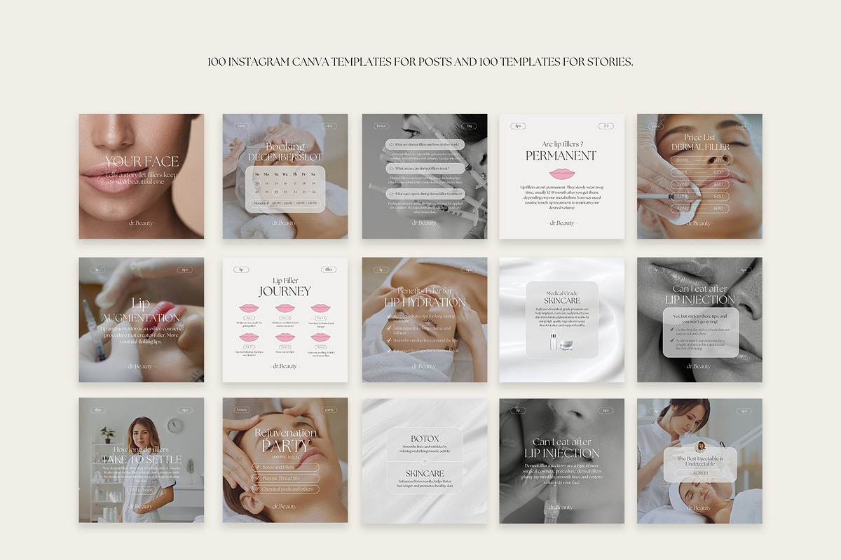 200 Botox and Lip Fillers Canvas Instagram Templates
