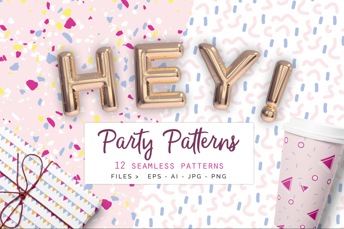 Party Patterns set of 12, a Pattern Graphic by Youandigraphics