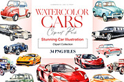 Watercolor Car Clipart, Muscle Car PNG