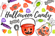 Watercolor Halloween Candy Clipart, a Food Illustration by Writelovely