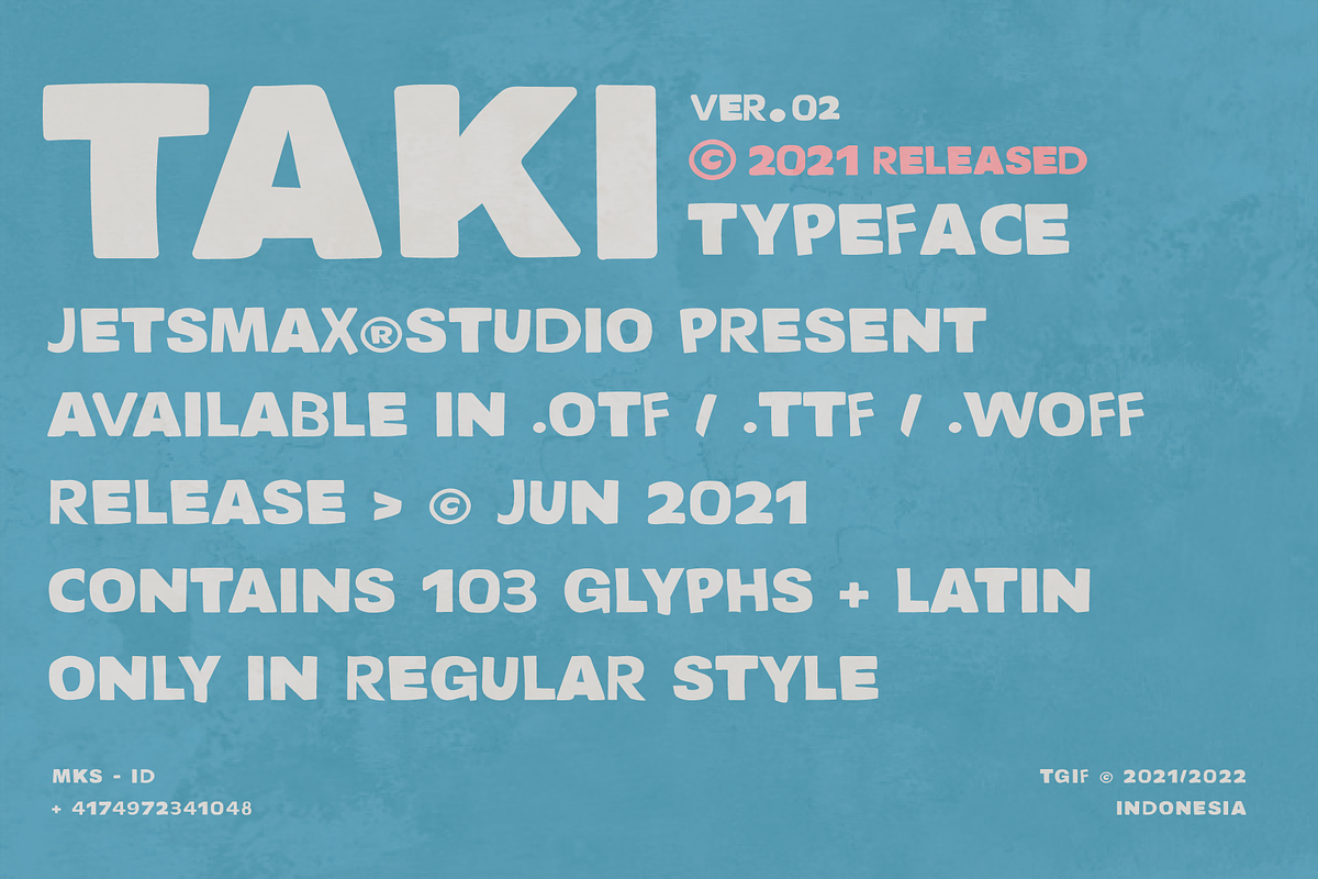 TAKI Typeface, a Font by Jetsmax® Studio