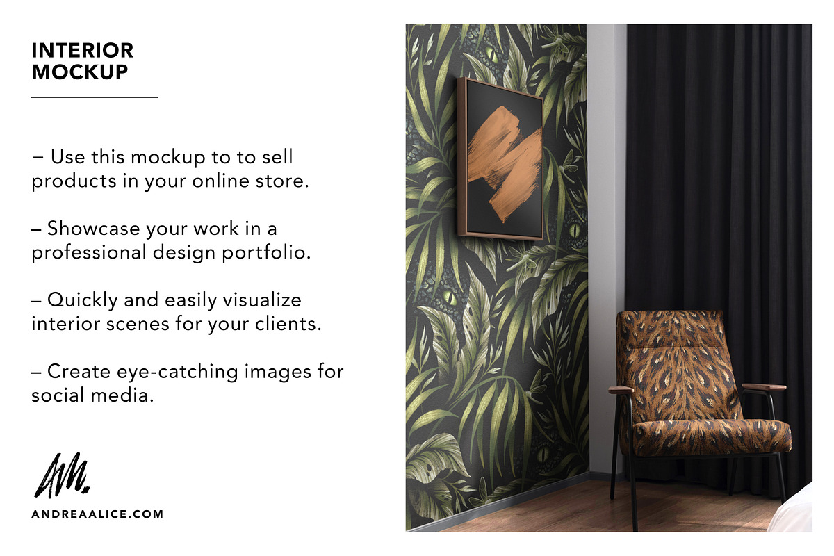 Interior Mockup Upholstered Chair, a Household Mockup by Andrea Muller