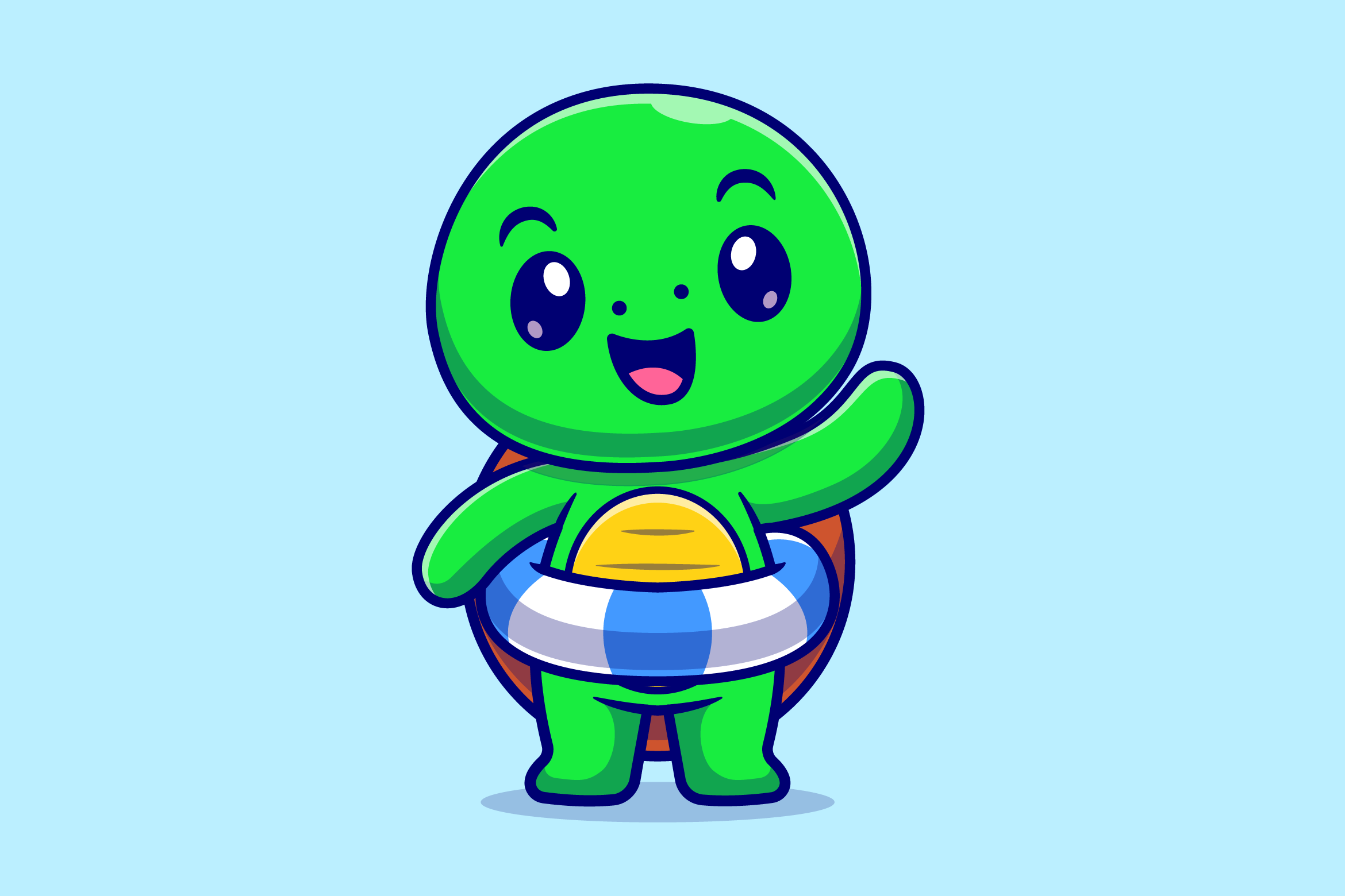 Cute Turtle Wearing Swimming Balloon, an Animal Illustration by ...
