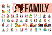 Family Set Vector. Family Members | People Illustrations ~ Creative Market