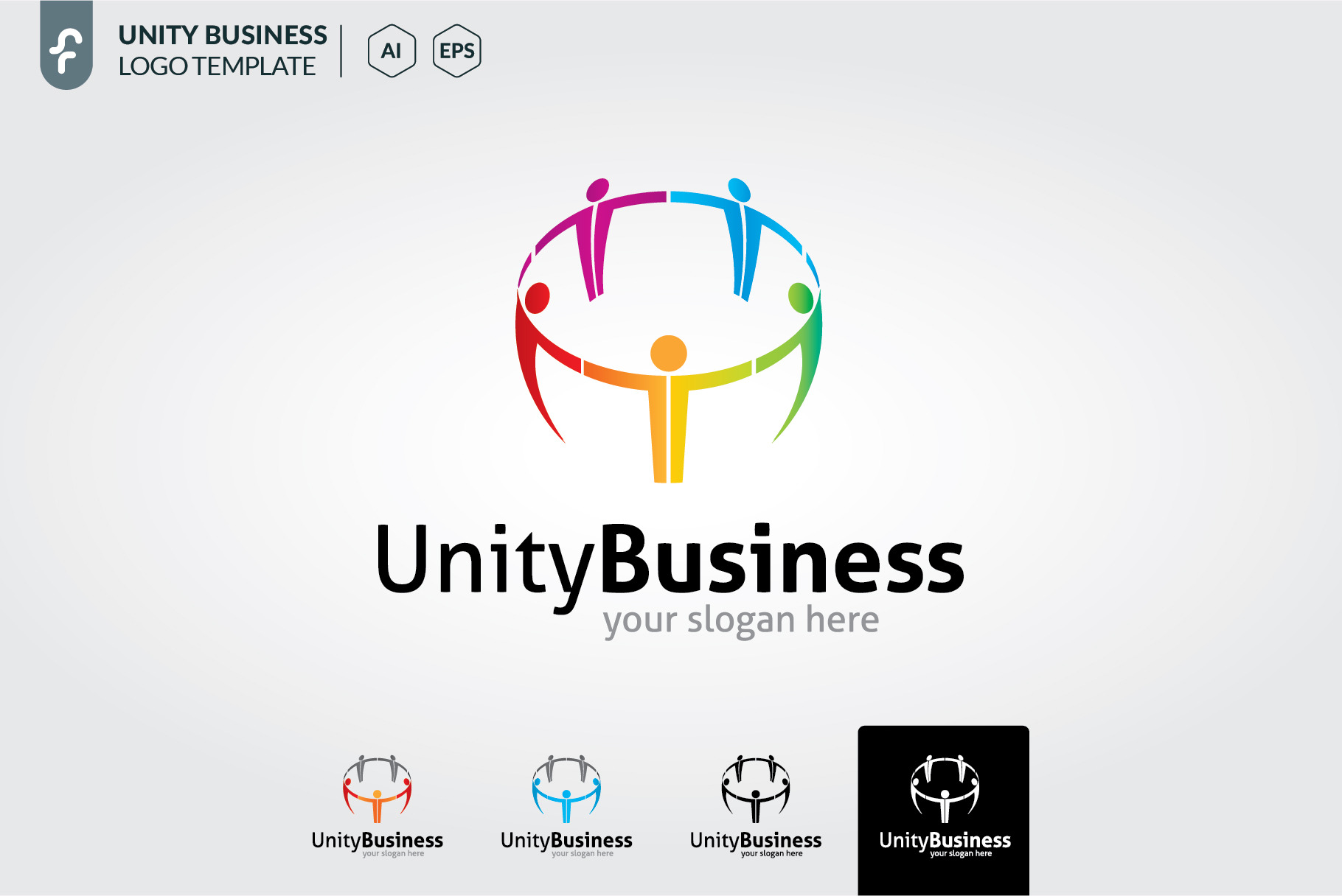 Unity business logo template, a Branding & Logo Template by ft.studio