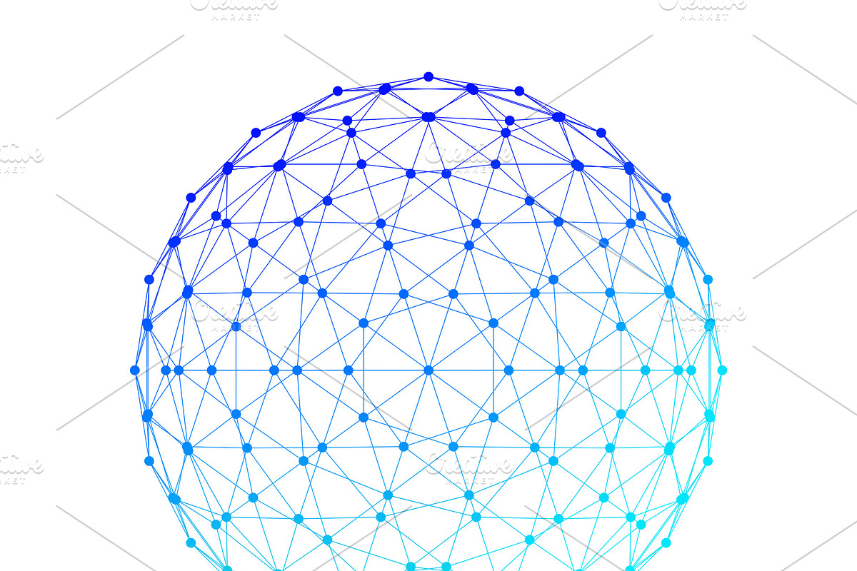 Sphere with network connection lines for technology concept, abstract ...