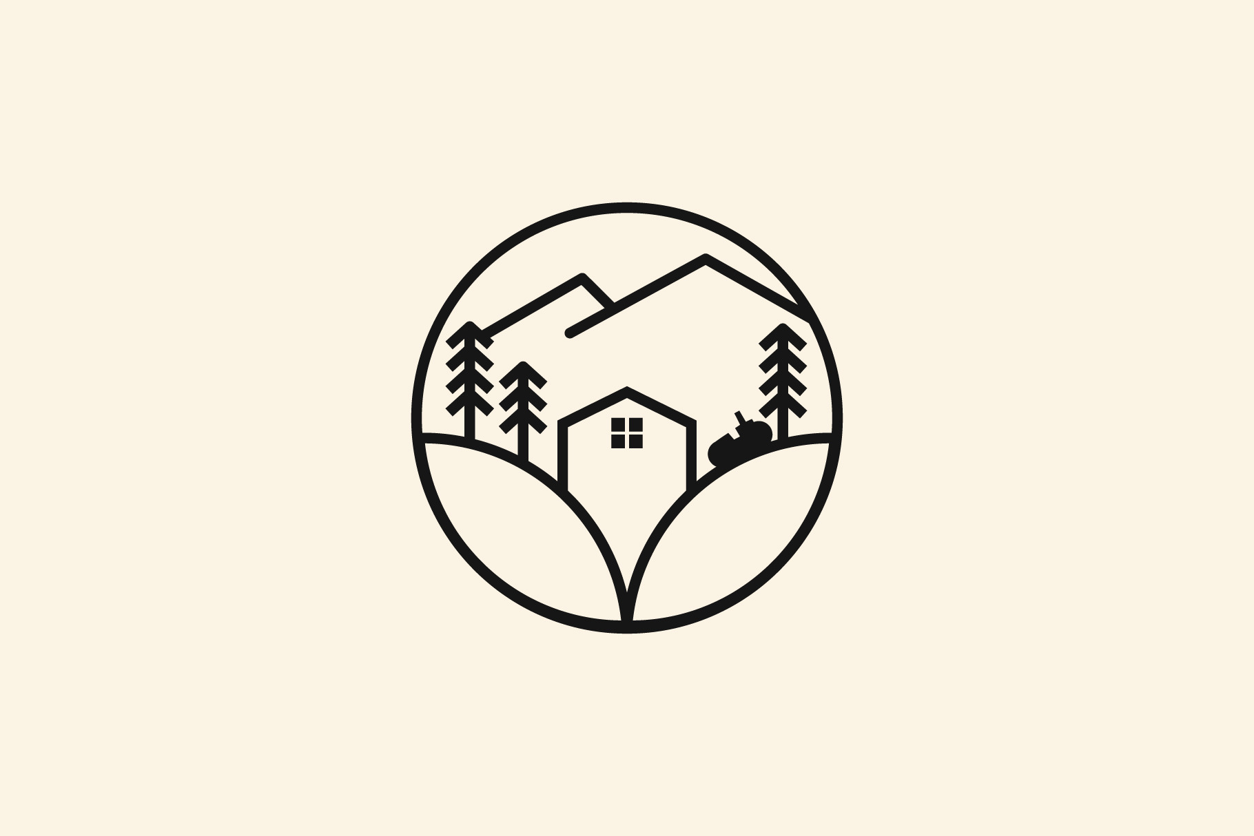 forest nature badge line simple log | Creative Market