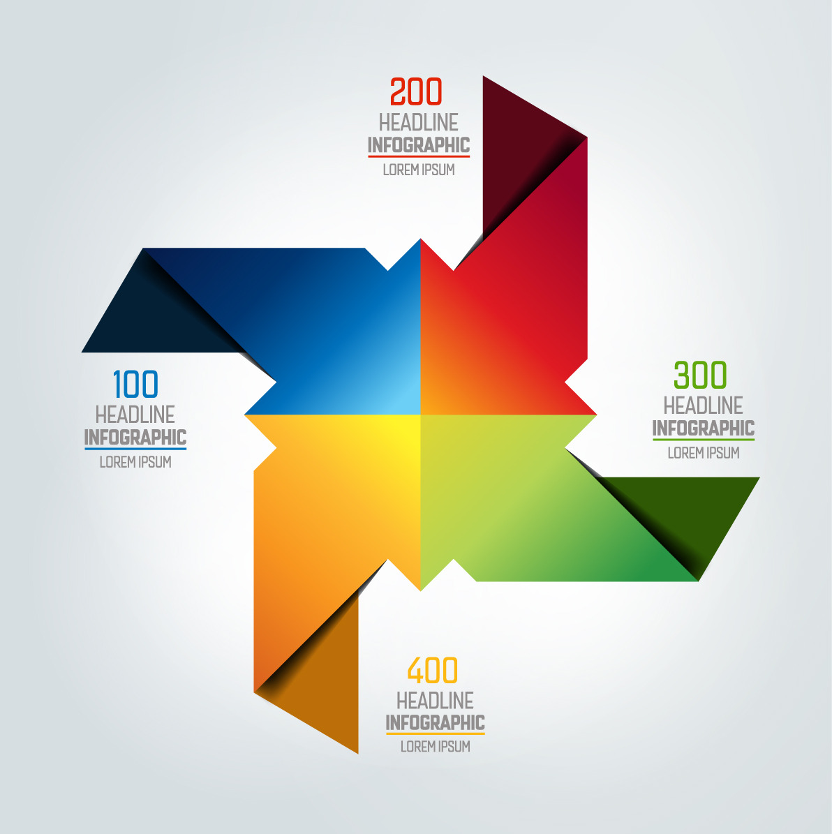 Four arrows infographic, chart, a Work Illustration by VectorAN ...