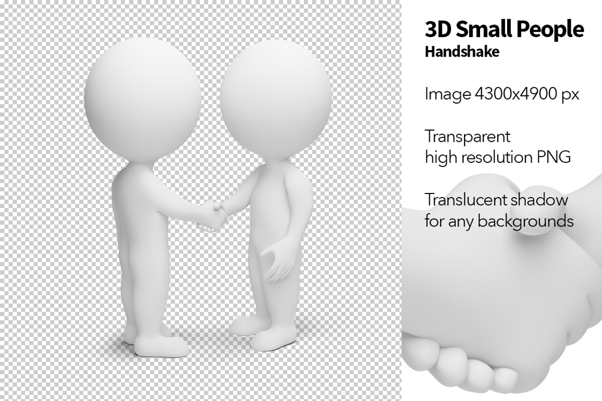 3D Small People - Handshake, a Person Illustration by Anatoly Maslennikov